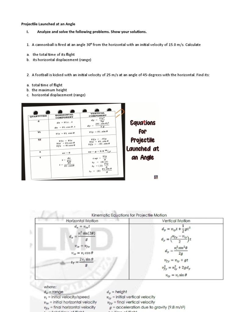Angle Launched Projectile | PDF | Technology & Engineering