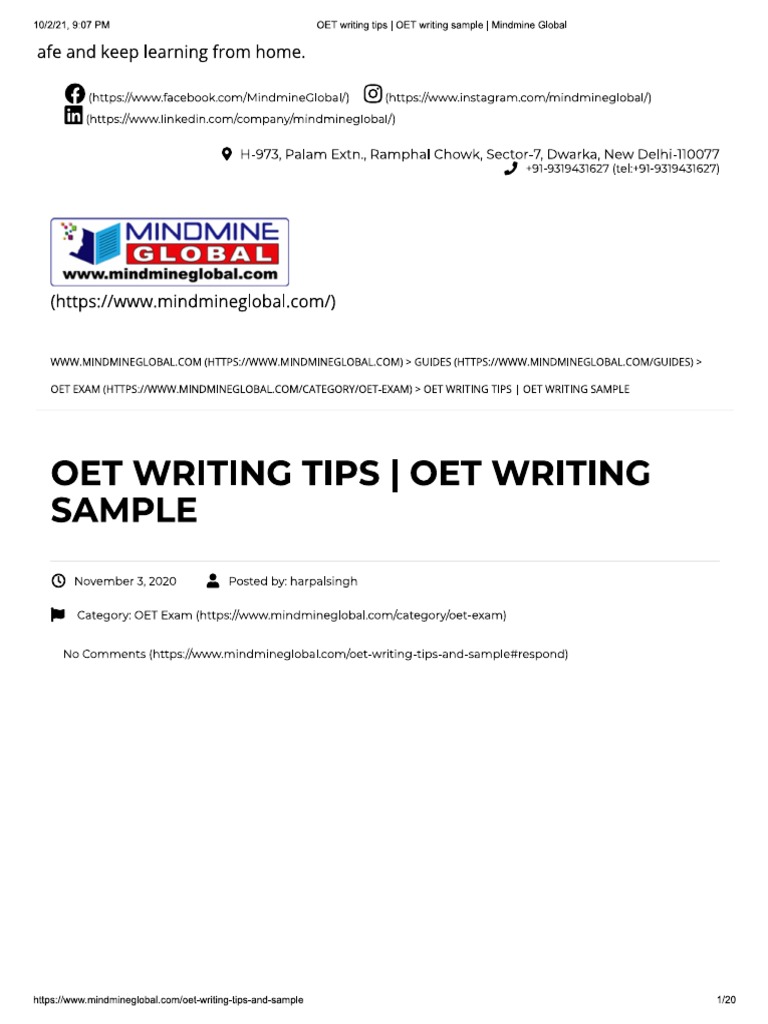 Tips For OET Writting | PDF