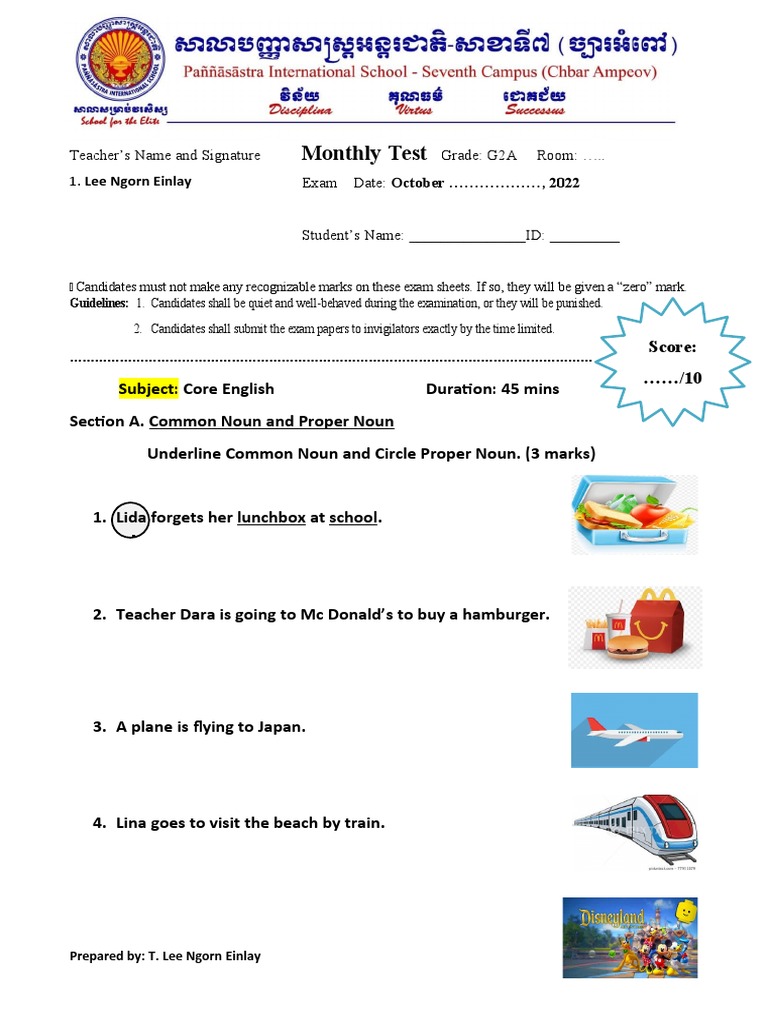 Monthly Test - October 2022 Core English (G2A) | PDF
