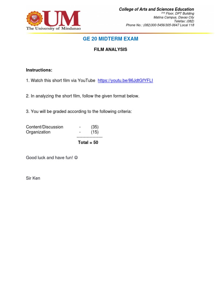 Ge 20 Midterm Exam 1 | PDF