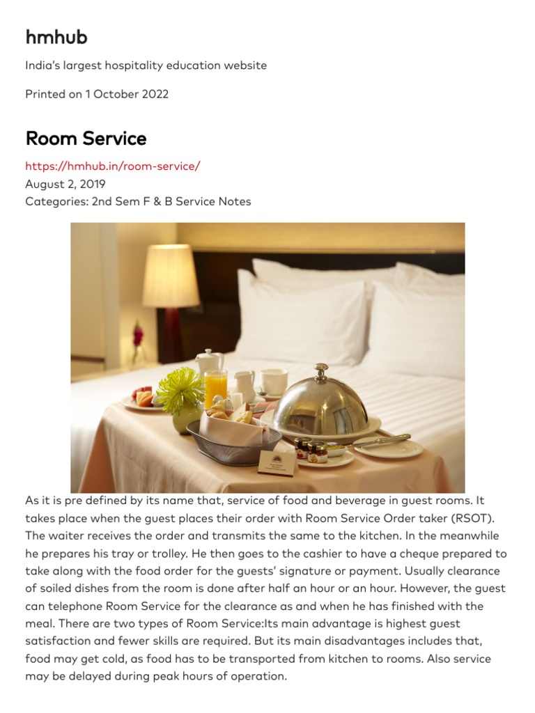 Room Service - Hmhub - Perfect ? Hub For 120k+ ? Hospitality ?? ? Students | PDF | Waiting Staff ...