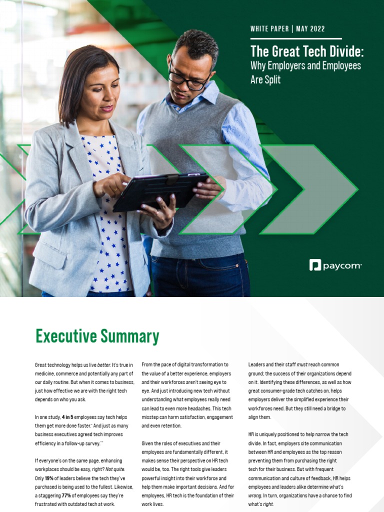 The Great Tech Divide Why Employers and Employees Are Split | PDF ...