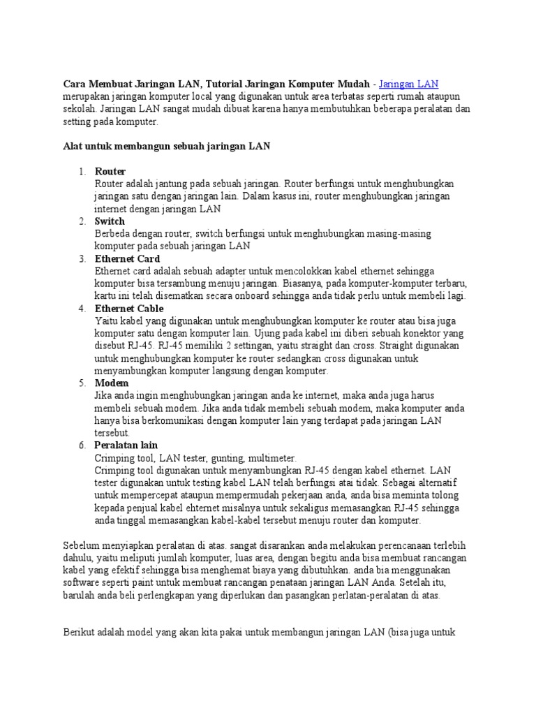 Cara Membuat Jaringan LAN | PDF