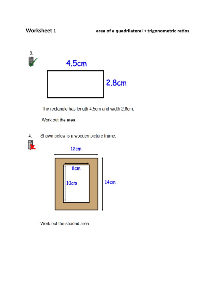 Worksheet 1 Area of A Quadrilateral | PDF | Teaching Methods & Materials