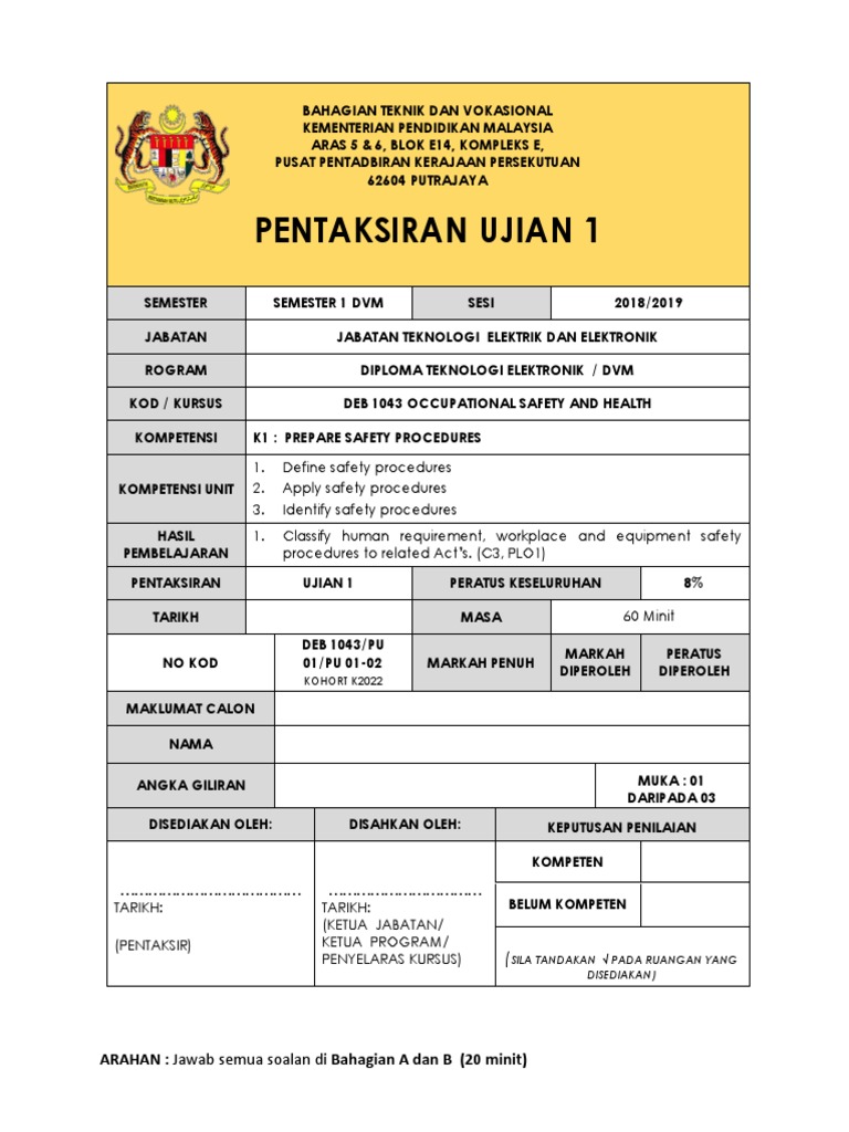 Ujian 1 K1 Pdf