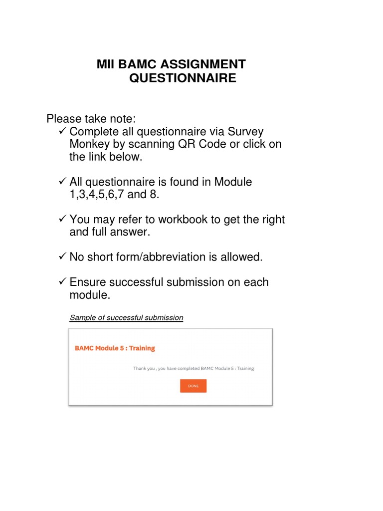 BAMC Assignement - Questionnaire QR Code June 2021 | PDF | Career & Growth