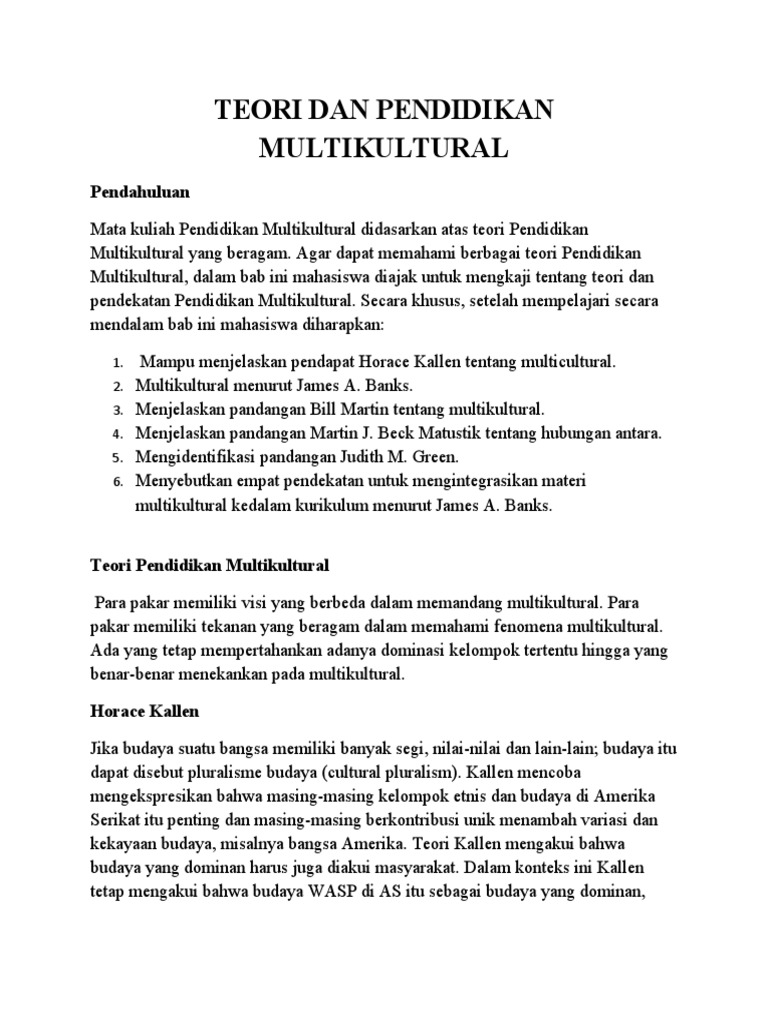 Teori Dan Pendidikan Multikultural Muh. Fahreza Taufik | PDF