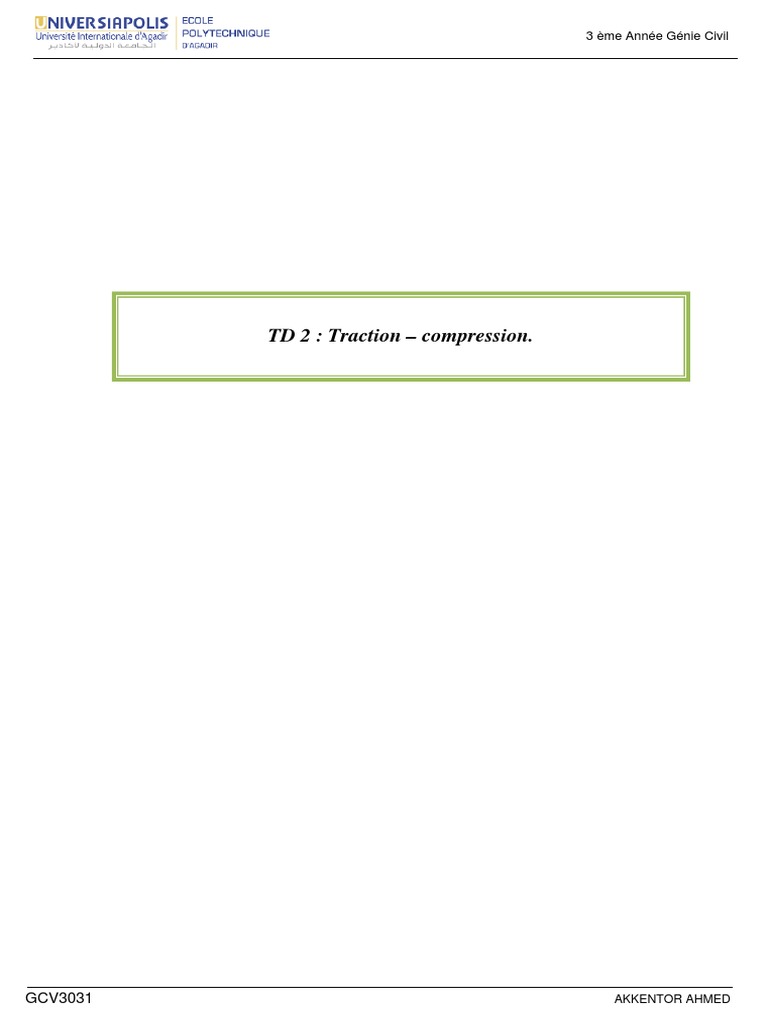 5 TD Traction Compression | PDF | Élasticité (Physique) | Résistance des matériaux