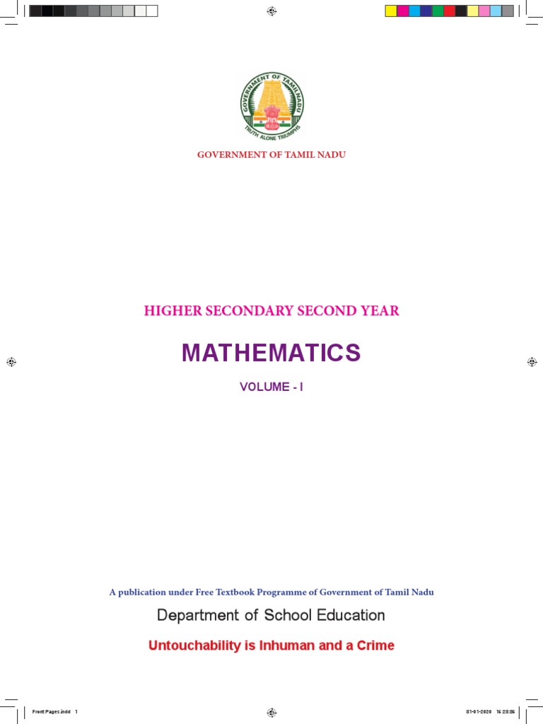 12th STD Mathematics Vol-1 English Medium | PDF | Trigonometric Functions | Matrix (Mathematics)