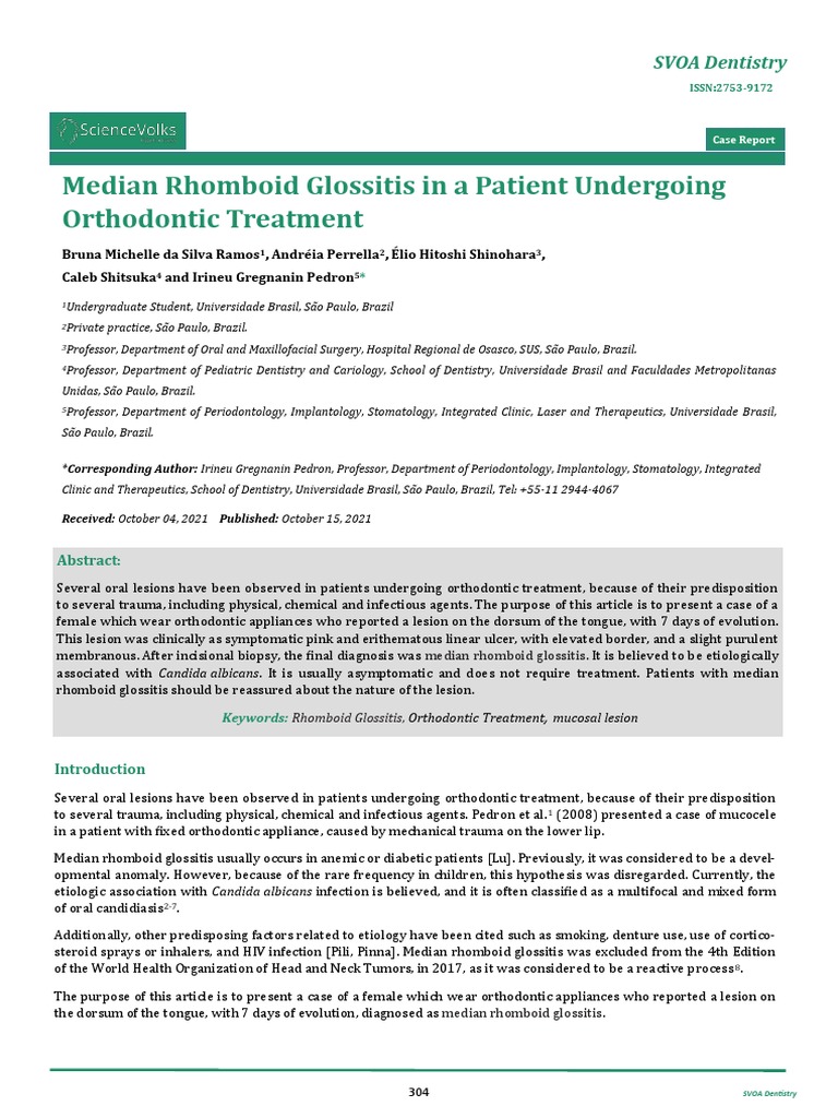 Median Rhomboid Glossitis in A Patient Undergoing Orthodontic Treatment ...