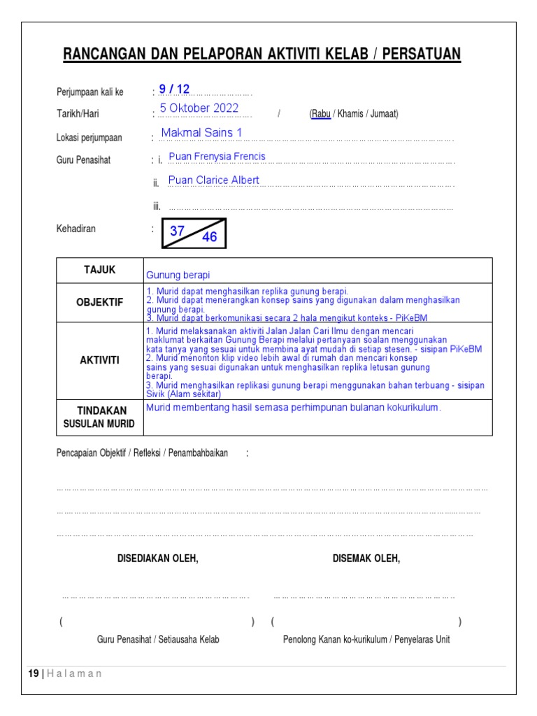 Contoh RPH Kokurikulum Dengan Sisipan PiKeBM Dan Sivik | PDF