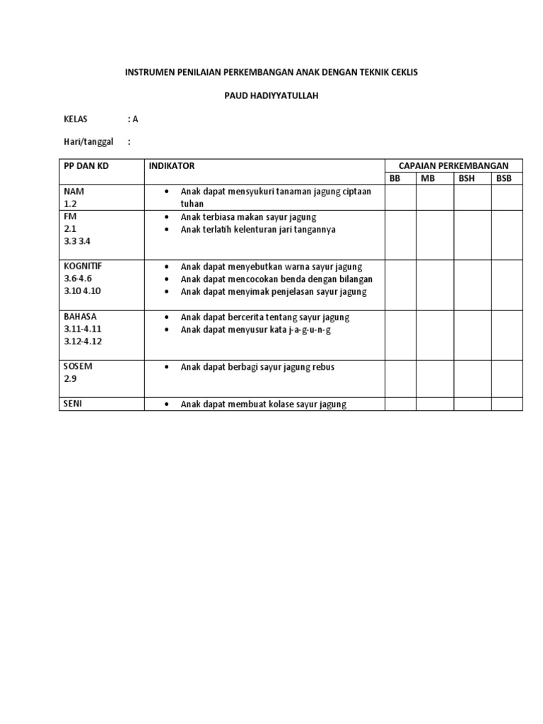 Instrumen Penilaian Perkembangan Anak | PDF
