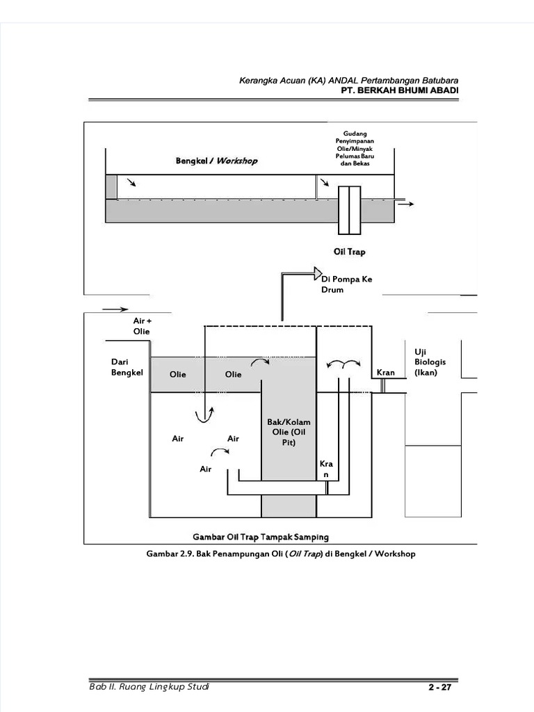 Desain Oil Trap untuk Bengkel Tambang | PDF