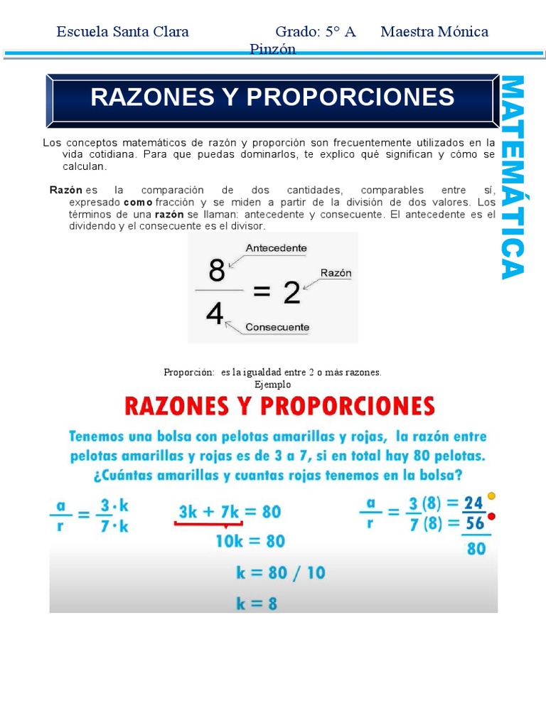 Razones, proporciones y la regla de tres: explicación y ejercicios ...