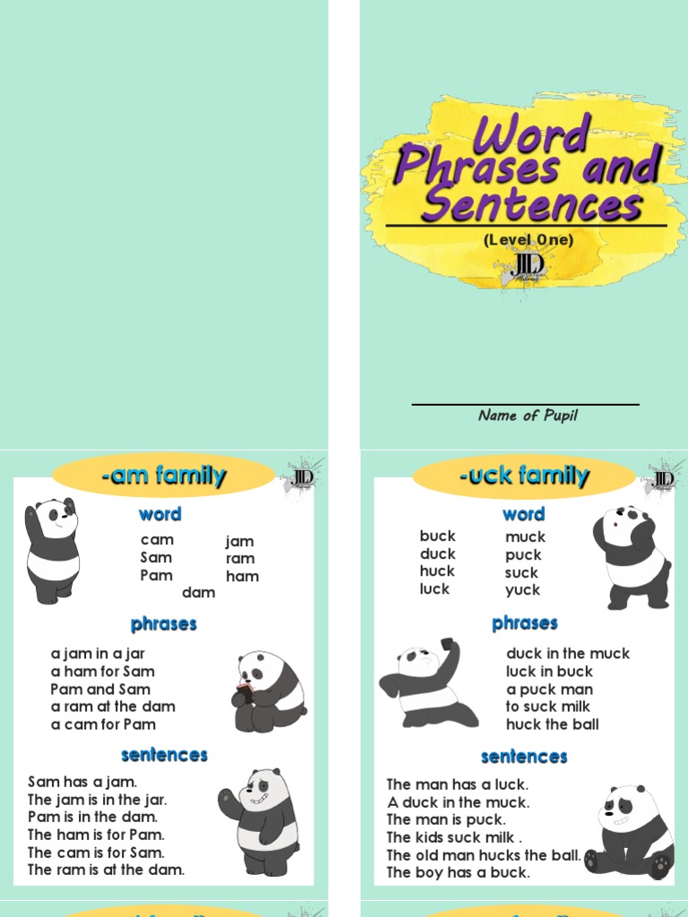 Word Phrases Sentences | PDF