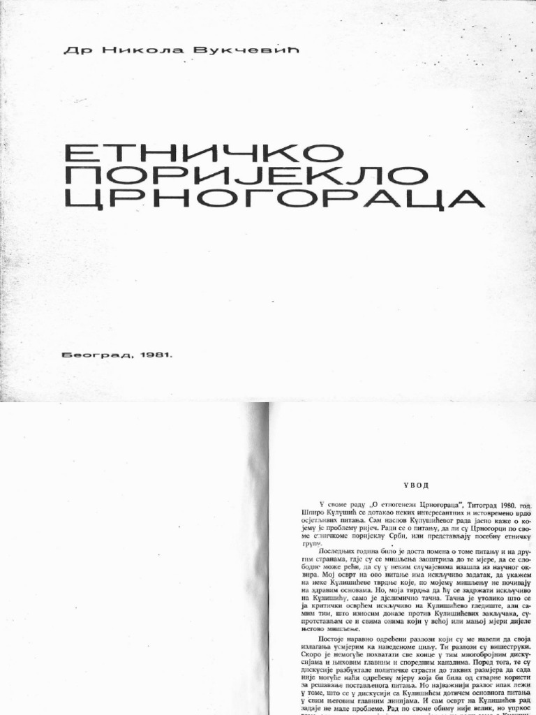 Nikola Vukčević - Etničko Porijeklo Crnogoraca | PDF