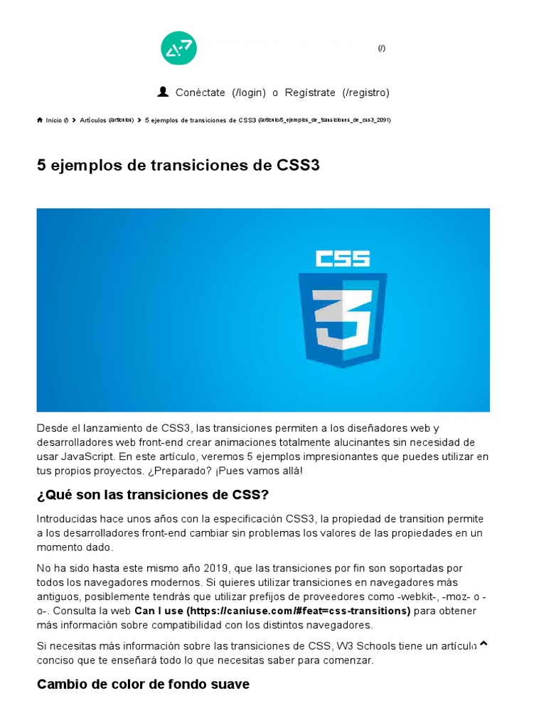 5 Ejemplos de Transiciones de CSS3. Programación en Castellano | PDF ...