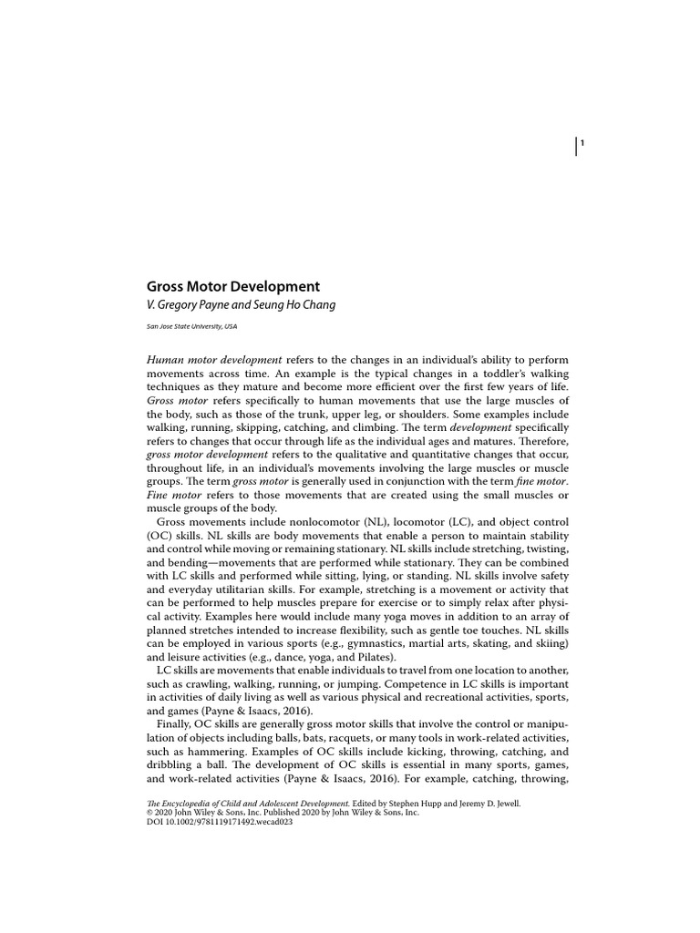 Gross Motor Development | PDF | Animal Locomotion