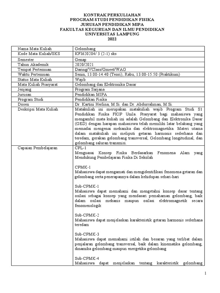 Rps Gelombang 2022 Genap New | PDF