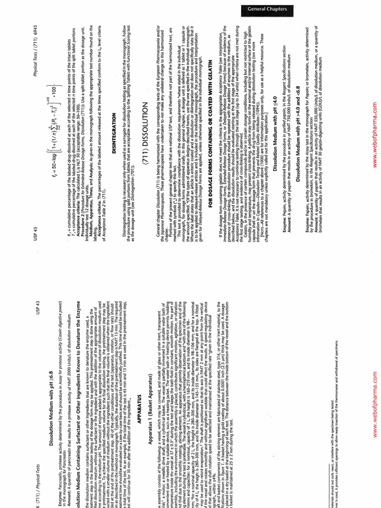 2020 - USP 43 NF 38 Dissolution 711 | PDF