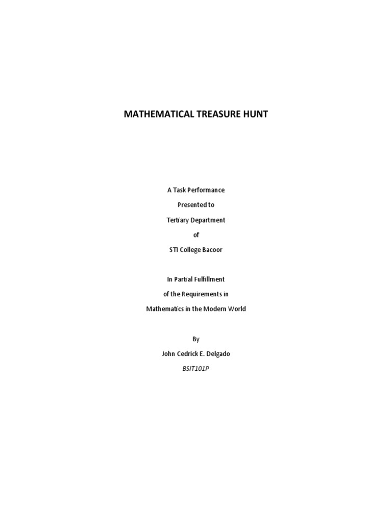 MATHEMATICAL-TREASURE-HUNT | PDF