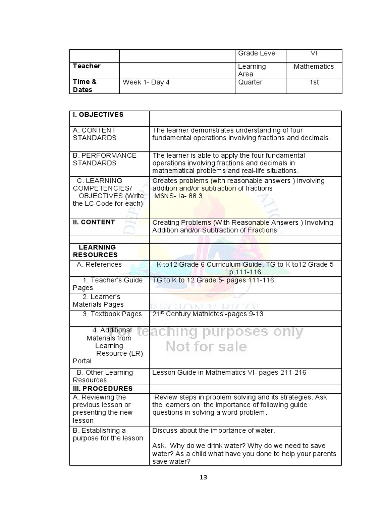 Week 1-Day 4 M6NS-Ia-88.3 | PDF | Learning | Teachers