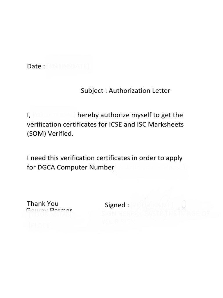 Sample of CISCE Authorization Document by Debangshu Sett | PDF