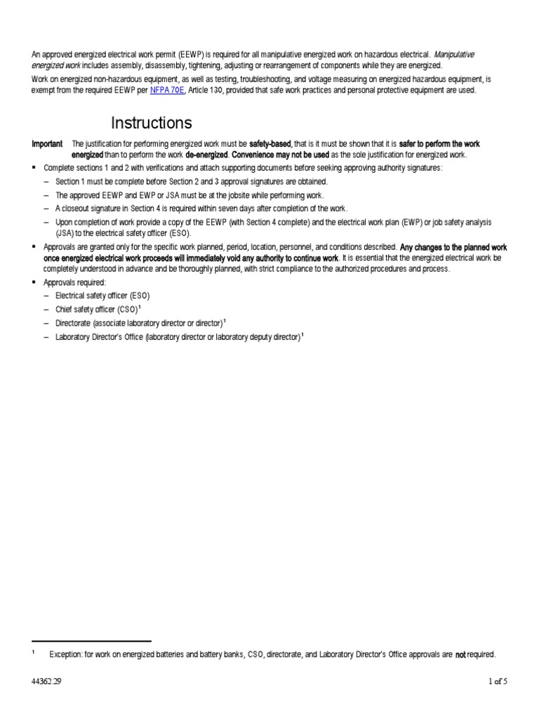Safety Procedures and Requirements for Performing Energized Electrical ...