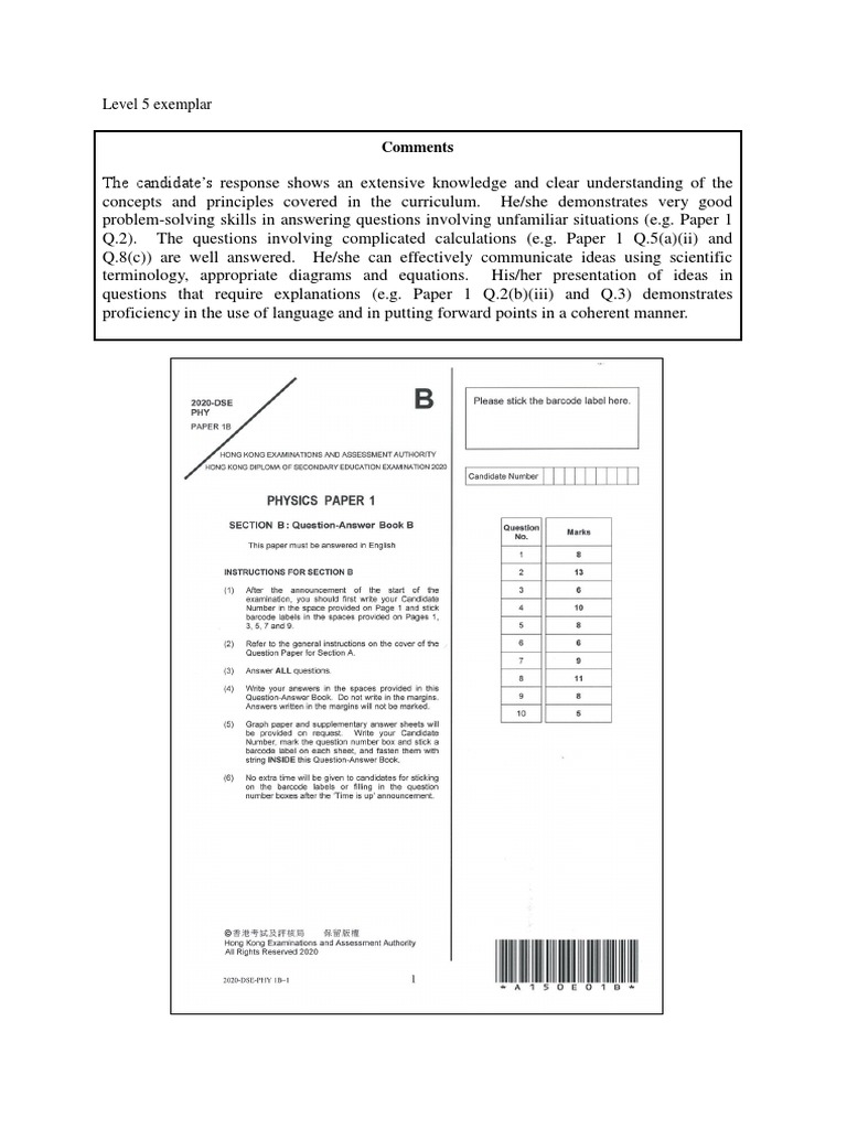 2020 Sample PHY Level5 E | PDF | Teaching Methods & Materials