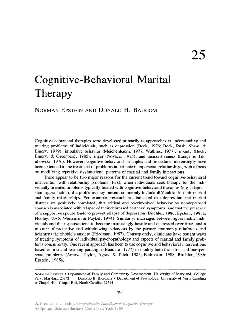 Cognitive-Behavioral Marital Therapy | PDF | Cognitive Behavioral Therapy | Psychotherapy