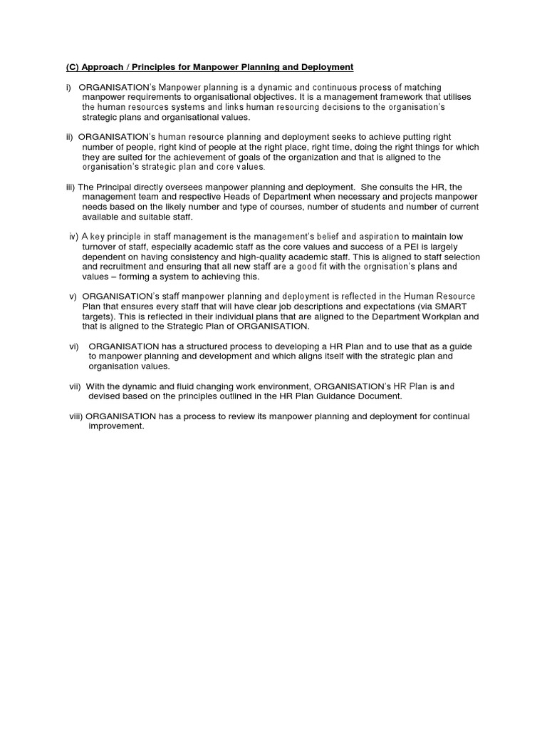 HR Approach and Principles For Manpower Planning and Deployment | PDF ...