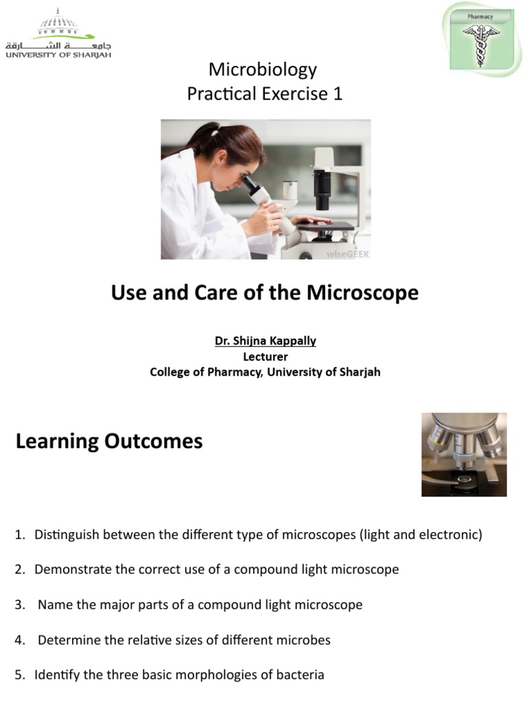 Lab 2 - Exercise 1 - Use and Care of The Microscope | PDF | Microscopy | Microscope