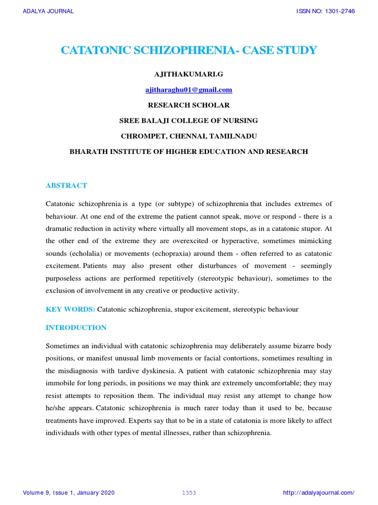 Catatonic Schizophrenia Case Study | PDF | Schizophrenia ...