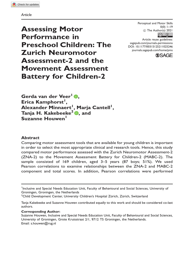 Assessing Motor Performance in Preschool Children | PDF | Validity ...