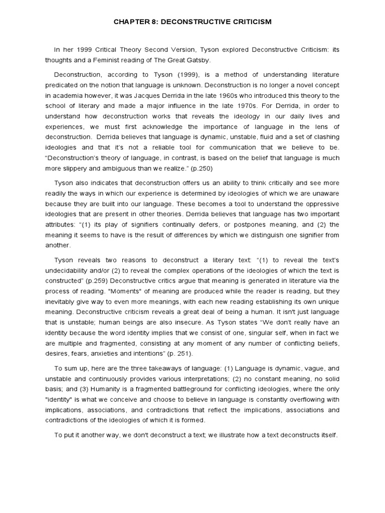 Deconstructive Critcism | PDF | Deconstruction | Philosophical Theories