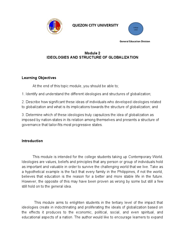 Zmodule 2 STRUCTURE OF GLOBALIZATION | PDF | Globalization | Ideologies