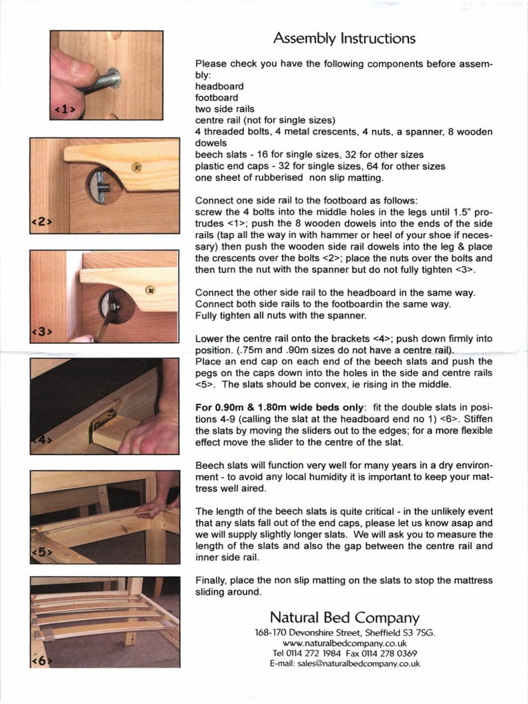 Natural Bed Company Assembly Instructions | PDF | Screw | Nut (Hardware)