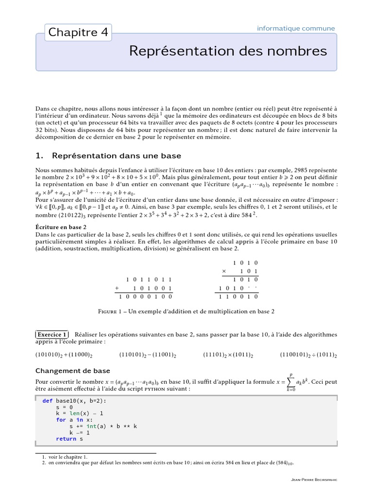 Représentation des Nombres en Informatique | PDF | Entier relatif | Nombre