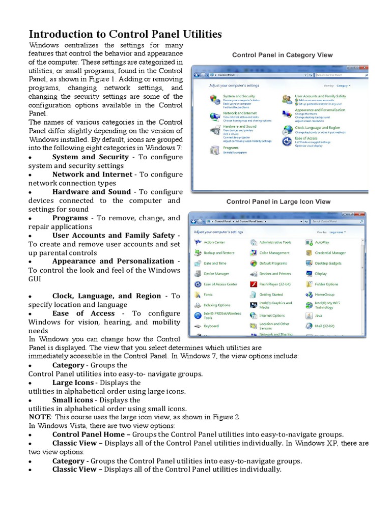 Overview of Windows Control Panel Utilities | PDF | Microsoft Windows ...