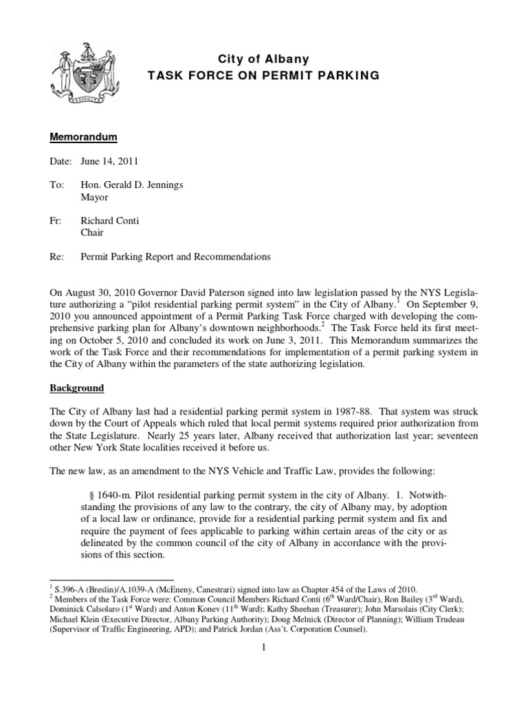 Albany Permit Parking Task Force Report | PDF
