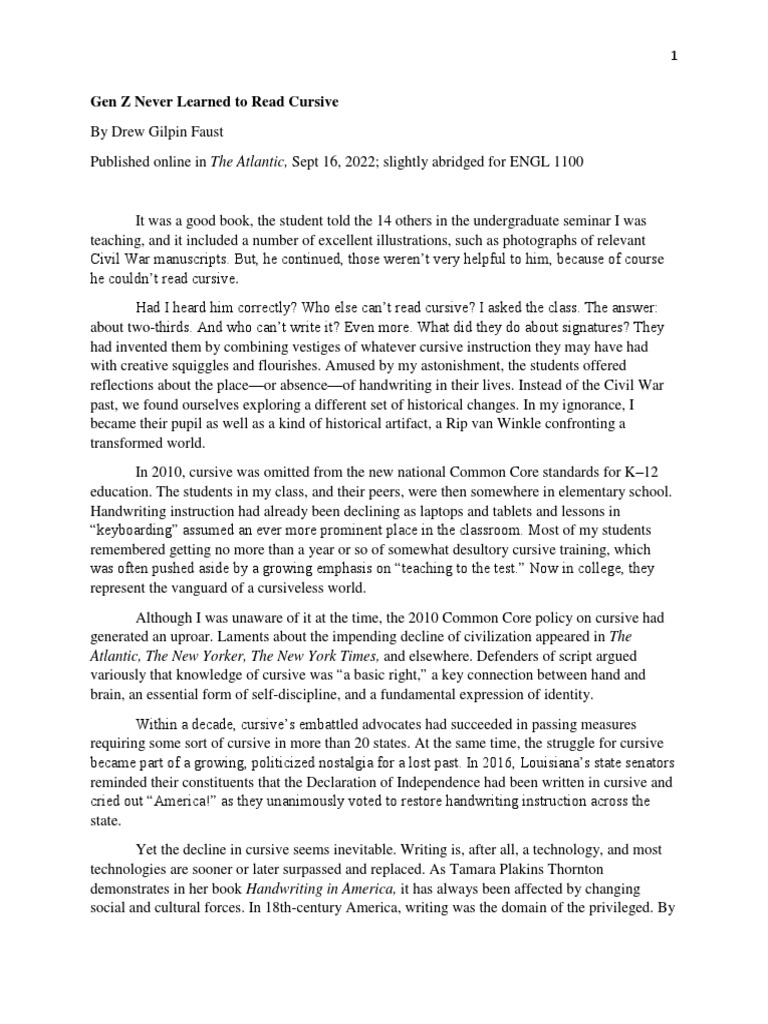 Gen Z Never Learned To Read Cursive | PDF | Writing