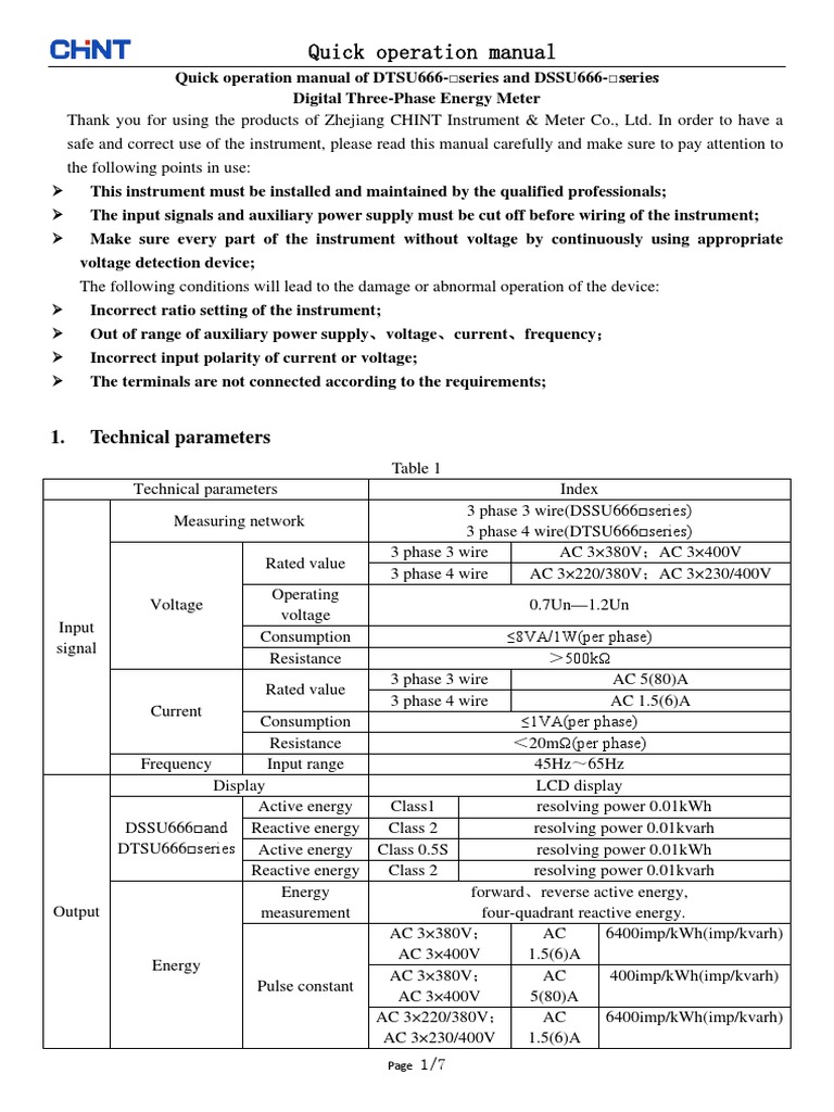 Quick Operation Manual for DTSU666 & DSSU666 Series | PDF | Alternating Current | Power Supply