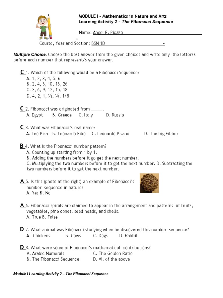 MODULE I - Learning Activity 2 - The Fibonacci Sequence | PDF | Numbers | Arithmetic