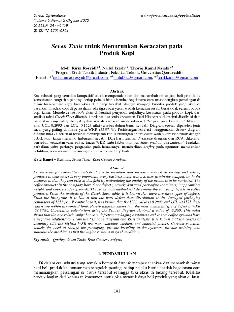 Seven Tools Untuk Menurunkan Kecacatan Pada Produk Kopi | PDF