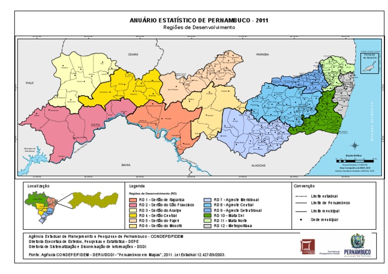 PE - Regiões de Desenvolvimento e Municípios | PDF