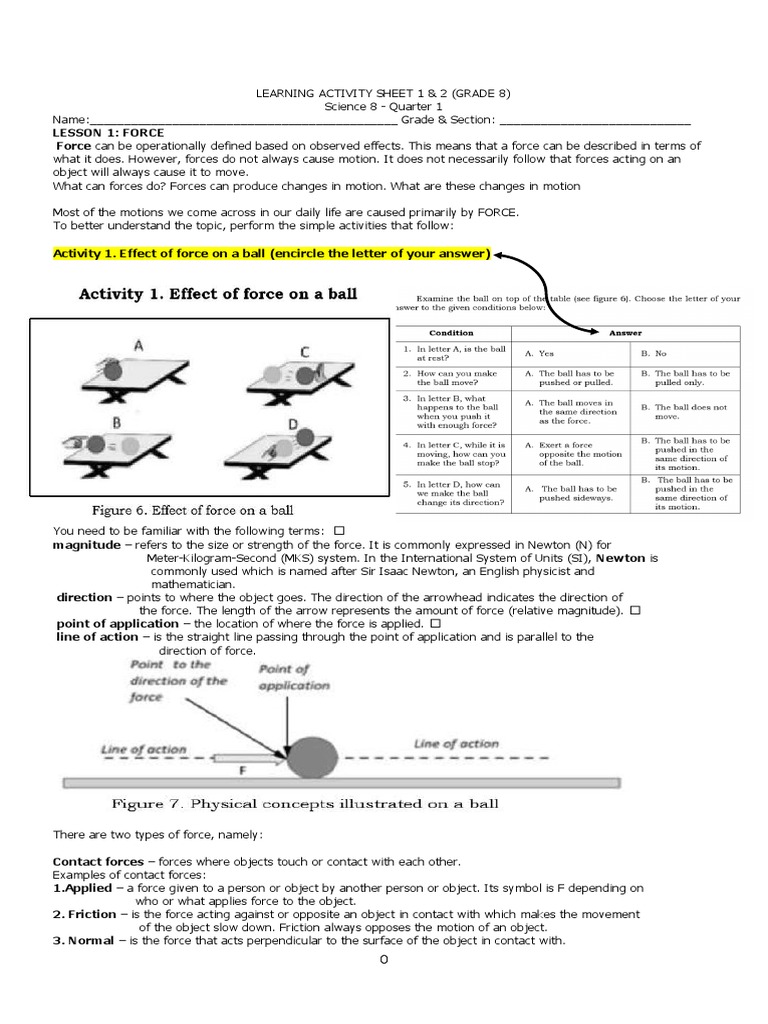 Sci.8 1 2 Las by Arnold and Mam Jenny | PDF | Force | Newton's Laws Of ...