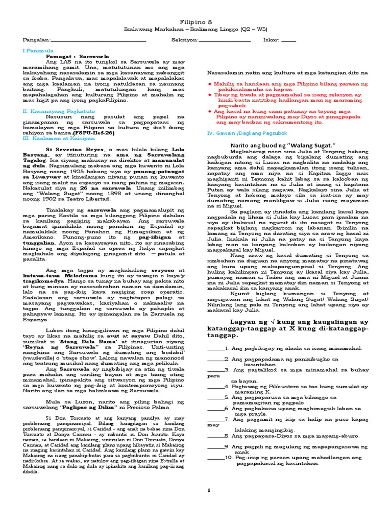 Las Fil8 Q2, M5&6 | PDF