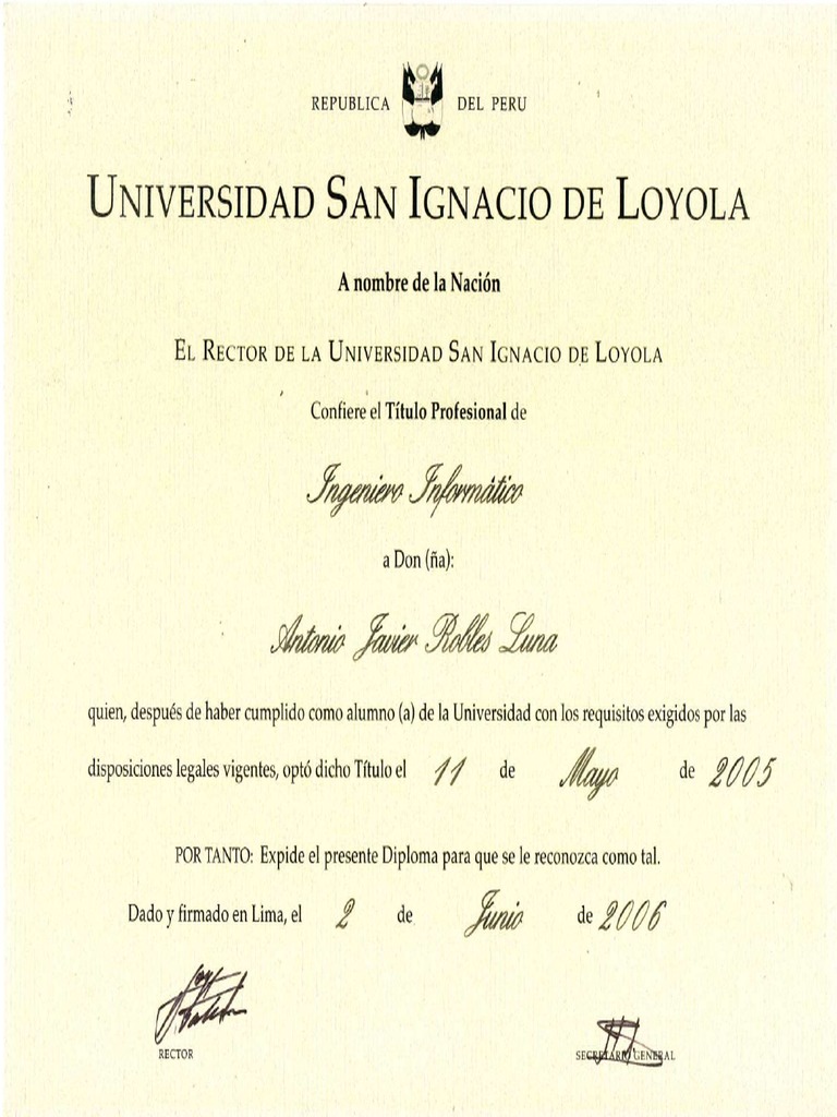 USIL - Título de Ingeniero Informático | PDF