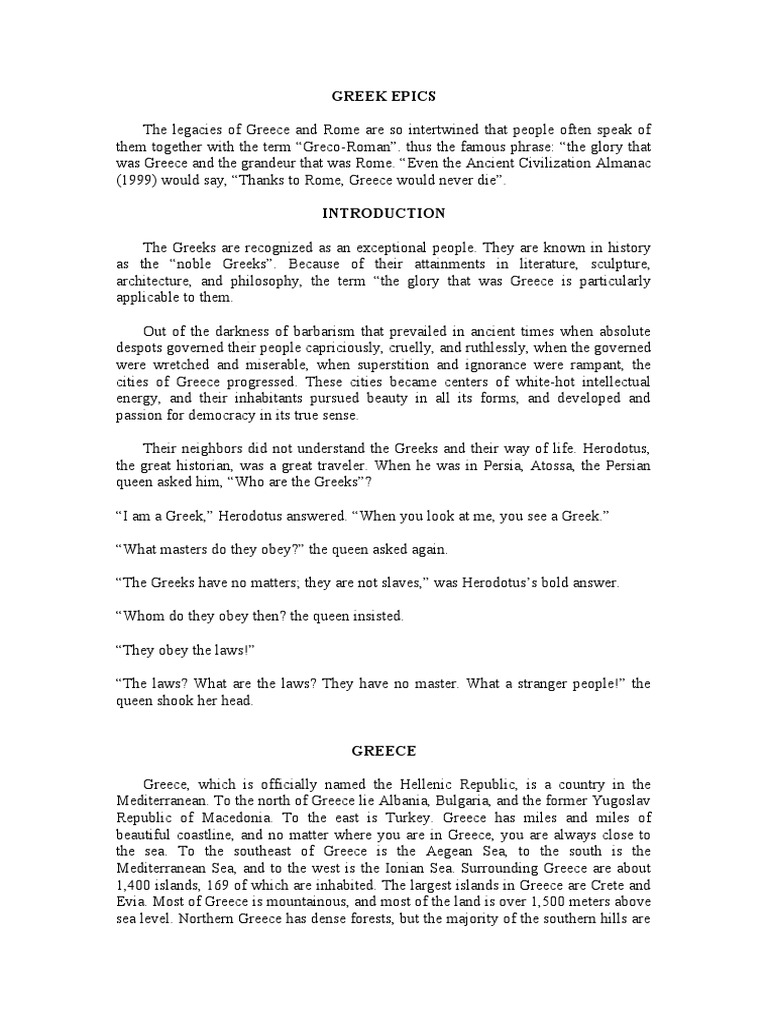 GREEK EPICS Exer. 2 8 | Download Free PDF | Greece | Ancient Greek ...