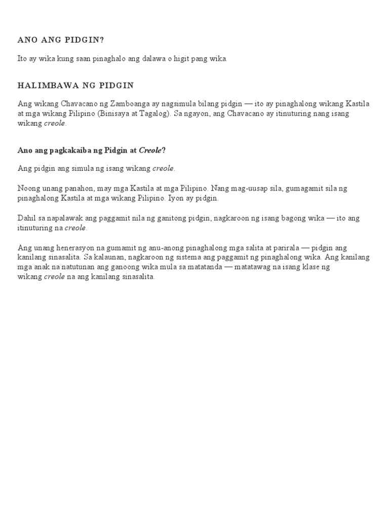 Ano Ang Pidgin | PDF